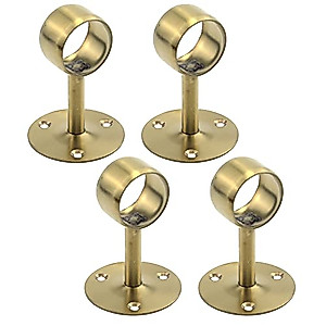 Coshar 4 PCS 1-1/2 Inch(38mm) Dia. Heavy Duty Stainless Steel Shower Curtain Closet Curtain Rod Holder Ceiling-Mounted & Wall-Mounted Bracket Closet Pole Flange Sockets Drapery Rods Supports - Gold
