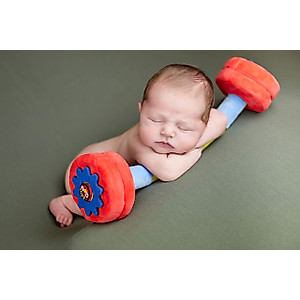 WOD Toys Baby Barbell Plush with Rattle & Sensory Sounds - Safe, Soft & Durable Workout, Exercise and Weightlifting Pretend Play Toys for Toddlers, Newborns, Infants and Babies Ages 0+