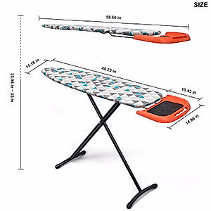 Duwee 15"×48" Ironing Board with Retractable Iron Rest,Ironing Board Full Size Heat-Resistant Cover with Thick Padding,Space Saving Iron Boards with Sturdy Legs,Adjustable Heights