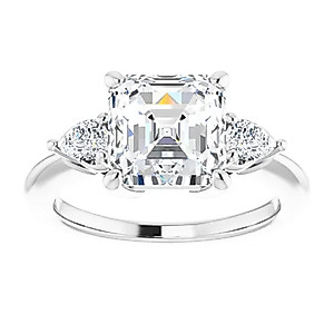 3 CT Asscher Cut VVS1 Colorless Moissanite Engagement Ring Set, Wedding/Bridal Ring Set, 925 Sterling Silver Vintage Antique Anniversary Classic Ring Set Gifts for Woman (4)