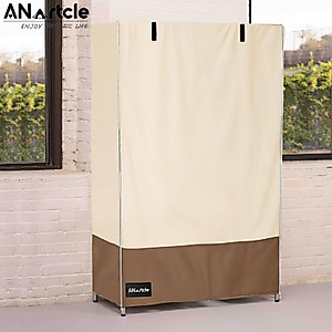 ANartcle Shelf Covers for Wire Shelving,600D Heavy Duty Waterproof Dustproof Storage Shelving Unit Cover,Fits 5-Tier Adjustable Heavy Duty Storage Shelving Unit 48''L x 18''W x 72''H,Beige&brown.