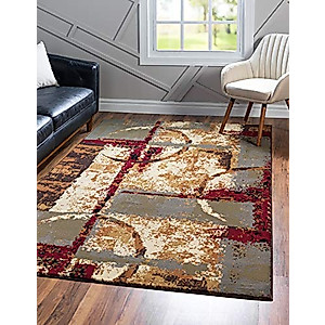 Unique Loom Barista Collection Modern, Abstract, Urban, Geometric, Distressed, Rustic, Warm Colors Area Rug, 10 ft x 14 ft, Multi/Beige