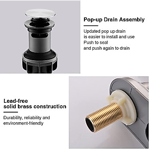 BRAVEBAR Two Handles Brushed Nickel Bathroom Faucets - 4In Centerset Bathroom Sink Faucet | 2 or 3 Hole Classical Lavatory Vanity Sink Faucets with Pop-up Drain Durable & Safety