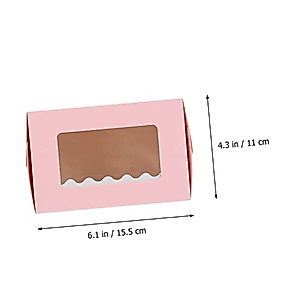 Baluue 12pcs Packaging Boxes Packing Box Clear Cake Stand Pink Containers Mini Cake Boxes Transparent Cake Box Cake Packing Box Disposable Cupcake Containers White Card Pink Dessert Box