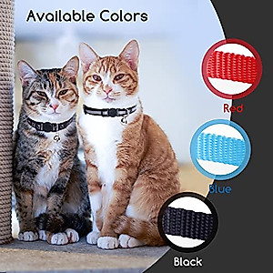 Nobleza Kitten Collar with Bell, 2 Pack Breakaway Cat Collars with Safe Quick Release Buckle, Paw Print & Strip Reflective Adjustable Soft Pet Collar for Small Medium Kitty Cats