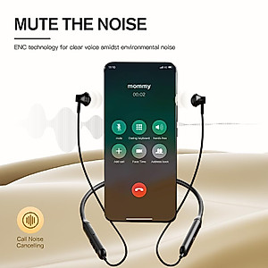 iKF W1 Bluetooth Wireless Earbuds - Sports Magnetic Neckband Wireless Headsets, HiFi Stereo Deep Bass Bluetooth 5.3Earphones IPX4 Waterproof with Mic for Gym Workout Running 25H Playtime（Black）