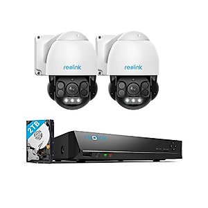 REOLINK 4K PTZ Outdoor PoE IP Security Cameras, 5X Optical Zoom, Auto Tracking, 3pcs Spotlights 190 Ft Color Night Vision, Two Way Talk, 2X RLC-823A Bundle 4K 8 Channel PoE NVR RLN8-410