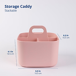BLUE GINKGO Multipurpose Caddy Organizer - Stackable Plastic Caddy with Handle | Desk, Makeup, Dorm Caddy, Classroom Art Organizers (Made in Korea) - Pink