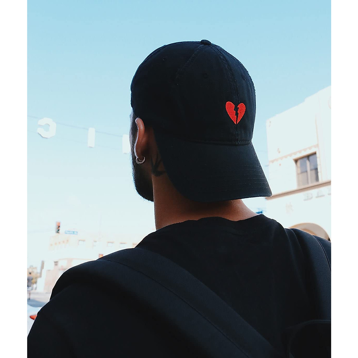 Riot Society Broken Heart Embroidered Mens Adjustable Dad Hat Black