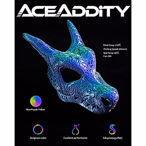 Aceaddity Silk Magic PLA 3D Printer Filament, Multi-Colour Tri-Extrusion 1.75mm 3D Printing PLA Filament, Shiny Silk Coextruded PLA, Dimensional Accuracy +/- 0.03 mm, 1kg/2.2lbs (Blue-Purple-Yellow)