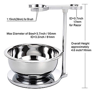 PerPro Deluxe Stainless Shave Razor Stand + Shaving Soap Bowl with Shaving Brush,Compatible with Gillette Fusion and Mach 3,Double Edge Safety Razor,Cartridge Razor