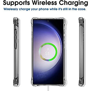 amCase (2 Pack) Clear Case [Anti-Yellowing] Compatible with Samsung Galaxy S23 Ultra 5G (6.8", 2023), Support Wireless Charging, Shockproof Protective