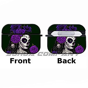 Yuhua Sugar Skull Girl Halloween Compatible with Airpods Pro 2 Case Nightmare Comic Anime Roses Girls Women Teens Placemat Gifts Protective Case Cover for AirPods Pro2 (Purple Sugar)