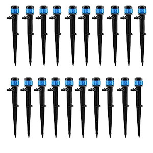 YDJoo 25 Pack Irrigation Drippers Adjustable 360 Degree Full Circle Pattern Water Flow Irrigation Drip Emitters with Stake Micro Spray Fan Shape Drip Irrigation for 4mm/7mm Tube for Home Garden(Blue)