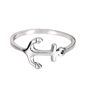 CloseoutWarehouse 925 Sterling Silver Anchor Ring Size 9