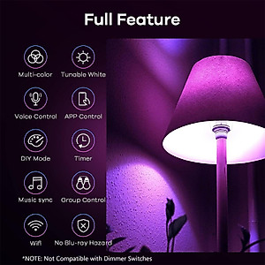 Linkind Matter Smart Light Bulb, Smart Bulbs Work with Apple Home/Siri/Alexa/Google Home/SmartThings, LED RGBTW Color Changing Bulbs Music Sync, Smart Home, A19 E26 60W 800LM, 2.4Ghz WiFi Only, 4 Pack