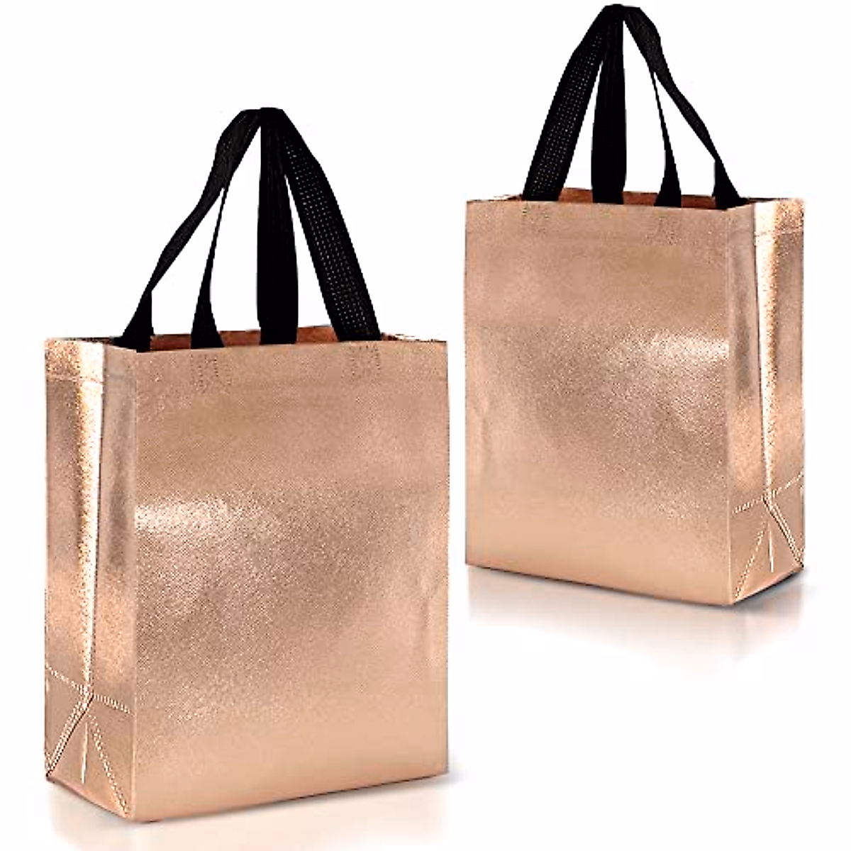 Nush Nush Rose Gold Gift Bags Medium Size - Set of 12 Reusable Rose Gold Gift Bags With Handles - Birthday Gift Bags, Goodie Bags, Party Favor Bags, Reusable Gift Bags, Medium Gift Bags - 8X4X10