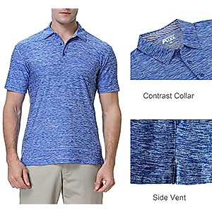 Alex Vando Mens Golf Shirt Moisture Wicking Quick-Dry Short Sleeve Casual Polo Shirts for Men,Blue,L