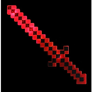 P&F Pack of 4 Light Up Classic Diamond Pixel Sword with Color Led Flashing & Sound
