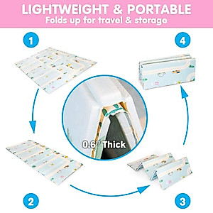 Bammax X-Large Waterproof Foam Padded Baby Play Mat | Reversible & Foldable | Safe & Thick Baby Foam Play Mat | 70" x 78" | Use as Baby Crawling Mat or Kids Play Mat for Floor