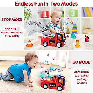 Baby Toys 12-18 Months Musical Fire Truck Toys for 1 Year Old Boys Girls Early Educational Learning Toy with Firefighting Tools/Music/Light Baby Toy Cars for 1 2 3 Year Old Boy Birthday Gifts