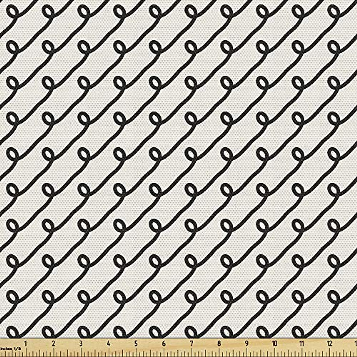 Ambesonne Abstract Fabric by The Yard, Basic Diagonal Knots or Streaks Drawn by Hand in Monochrome Style, Decorative Fabric for Upholstery and Home Accents, Charcoal Grey Eggshell