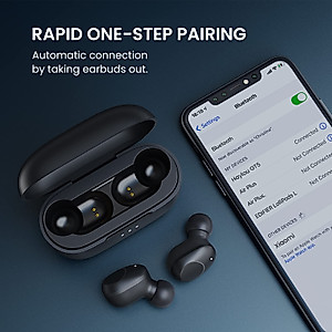 HAYLOU GT5 True Wireless Earbuds, Bluetooth Headphones with Wireless Charging Case and Mic for iPhone Android, Low-Lantecy Game Mode, Clear Sound, in-Ear Stereo Earphones for Work/Home (Black)