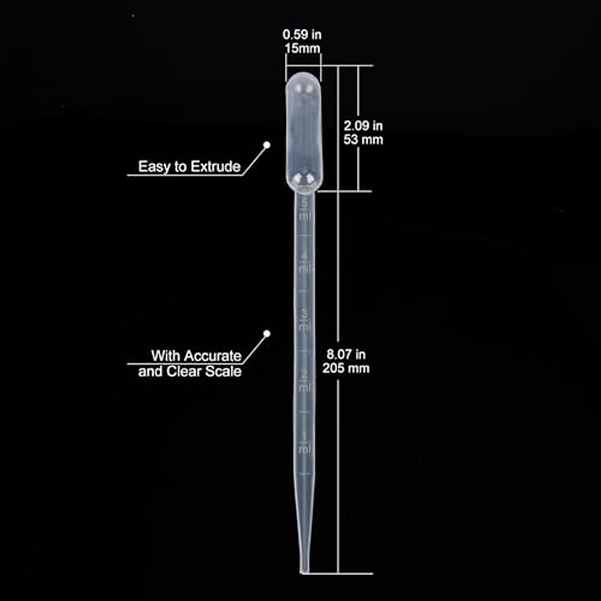 stonylab Pipette Droppers 3 ml, Graduated Plastic Transfer Pipettes for Essential Oils, Clear and Dis (3ml, 100 Packs)
