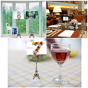 Booluee 6 Pcs Eiffel Tower Base Place Card Holders, Metal Wire Table Photo Holder Table Number Card Holders Table Pictures Stand Memo Note Clip for Home Office Wedding Party (Gold)