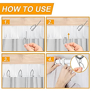 popokk 60 Pack Metal Curtain Hooks Drapery Hook Pins Slip on Drapery Hook Pins for Window Curtain,Door Curtain and Shower Curtain,Curtain Hooks for Drapes,Silver
