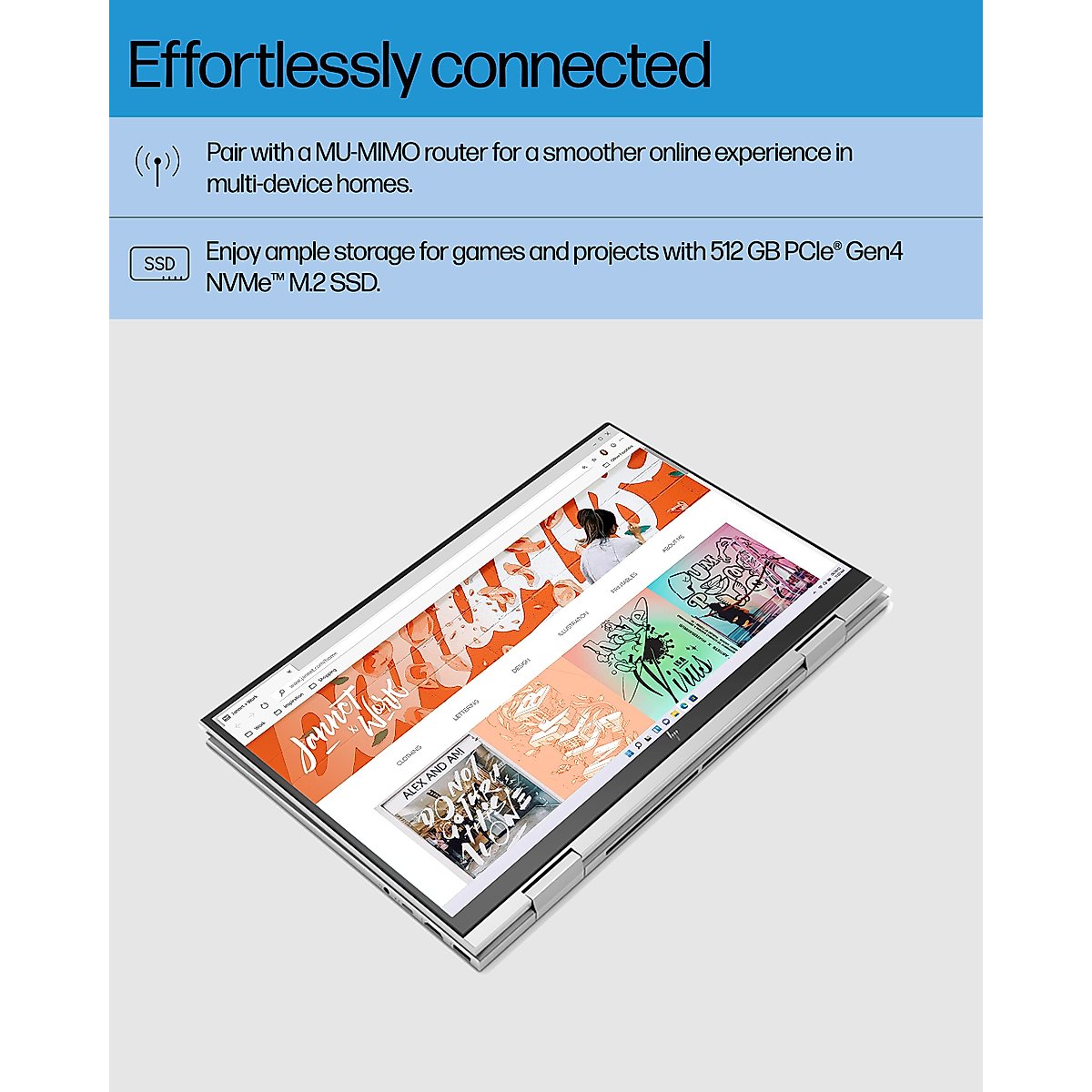 HP Envy x360 Convertible, Intel® Core i5-1240P Processor, Iris X Graphics, 12 GB Memory RAM, M.2 SSD, Windows 11 Home (15-es2023nr, Natural Solver Aluminum)