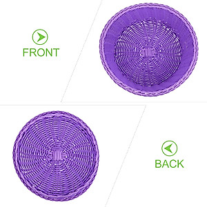 BESPORTBLE Purple Plastic Basket Bread Basket Round Storage Basket Kitchen Wicker Bread Box Rattan Toys Storage Boxes Fruit Plate Trays Organizer Home Decor