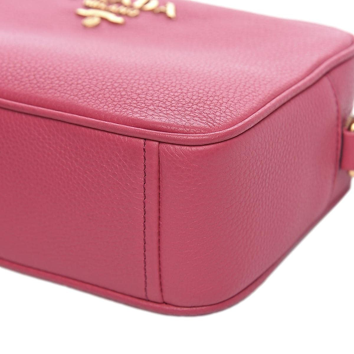 Prada Vitello Phenix Leather Peonia Pink Shoulder Camera Bag 1BH103