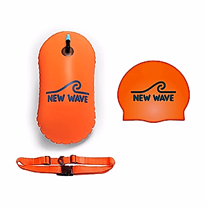 New Wave Swim Bubble and Swim Cap Bundle - Orange