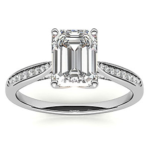 JEWELERYIUM 1 CT Emerald Cut Colorless Moissanite Engagement Ring, Wedding/Bridal Ring Set, Halo Style, Solid Sterling Silver, Anniversary Bridal Jewelry, Gorgeous Birthday Gift for Wife (5)