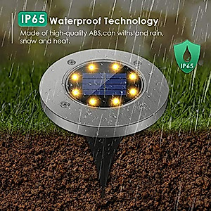 Solar Ground Lights, 8 Led Solar Garden Lights Outdoor，Disk Lights Waterproof In-Ground Outdoor Landscape Lighting for Lawn Patio Pathway Yard Deck Walkway Flood Light