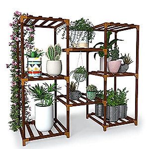 New England Stories Plant Stand Indoor, Outdoor Wood Plant Stands for Multiple Plants, Plant Shelf Ladder Table Plant Pot Stand for Living Room, Patio, Balcony, Plant Gardening Gift