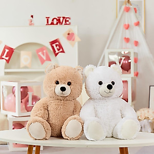 Tezituor White Teddy Bear Stuffed Animal, Cute 18 inch Stuffed Teddy Bear for Girlfriend Kids, Soft Plush Bear Stuffed Animal Valentine's Christmas Birthday Gifts