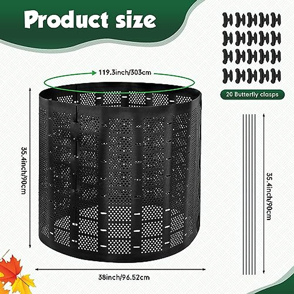 Suttmin 2 Pieces 220 Gallon Compost Bin Outdoor Expandable Plastic Compost Bin Easy Assembling Large Capacity Compost Bin for Home Garden Leaves Fast Creation of Fertile Soil Grounds