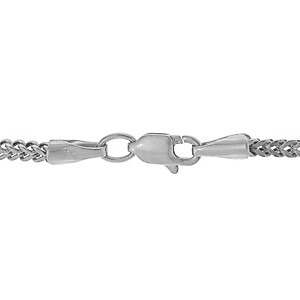 Nuragold 10k White Gold 2mm Franco Chain Box Square Wheat Pendant Necklace, Mens Womens Jewelry 16" 18" 20" 22" 24" 26"