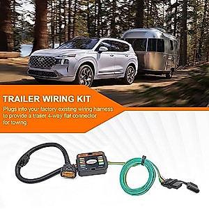 CARROFIX Custom Fit Vehicle Wiring Harness with 4 Pin Flat Trailer Connector for Hyundai Palisade, Santa Fe, Santa Cruz, Tucson, Kia Carnival, Telluride