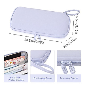 iSuperb Pencil Case Portable Pencil Pouch Large Capacity Pen Bag Handheld Pen Case Cosmetic Stationery Storage for Women Adult (Blue)