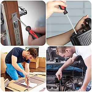 XOOL Magnetic Screwdriver Set 10PCS, 5 Phillips and 5 Flat Head Tips Professional Cushion Grip Screwdriver Non-Slip for Repair Home Improvement Craft