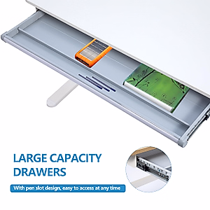 Fosheni Ultimate Kids Adjustable Study Desk - Height-Adjustable [39" x 23"] Children's Workstation with Large Desktop, Storage Drawer, and Ergonomic Design - Ideal for Writing,Reading,White