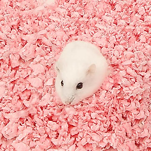 BUCATSTATE Hamster Paper Bedding, 2LBS/900g Dust-Free and Odor Control Paper Litter for Syrian Dwarf Hamsters Gerbils Mice Lemming Degus Reptile Birds (Pink)