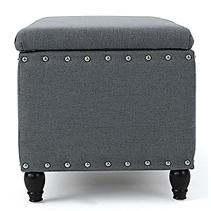 Christopher Knight Home Tatiana Fabric Storage Ottoman, Charcoal