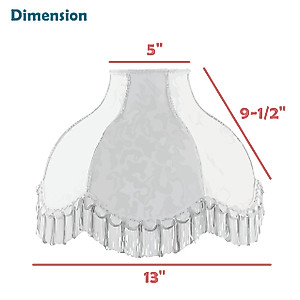 Aspen Creative 30333, Handsewn Scallop Dome Traditional Spider Fringe Lamp Shade/Brown Jacquard Textured Fabric, 5" Top x 13" Bottom x 9-1/2" Slant