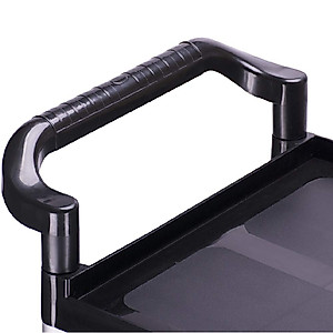 3-Tier Commercial Utility Cart with Wheels, Heavy Duty Rolling Plastic Service Cart, 390 lbs Capacity for Foodservice, Restaurant, Cleaning, Workplace (33.8'' x 16.5'' x 35.8'')