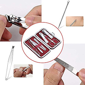 Uouteo Nail Clippers Kits 8 PCS Pink Manicure Pedicure Kit with Travel Case