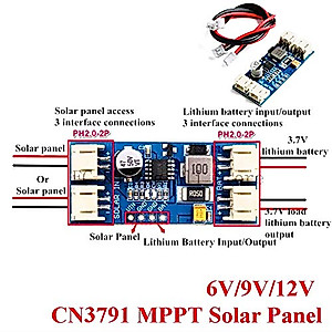 DAOKI 12V Solar Charge Controller Board CN3791 Solar Charge Controller Board MPPT 1 LiPo Battery Panel Regulator Module JST PH2.0 Auto Recharge for Battery withCables